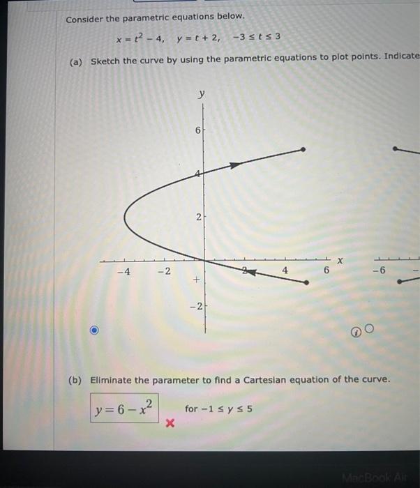 Solved Consider the parametric equations below. | Chegg.com