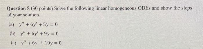 Solved Question 5 ( 30 points) Solve the following linear | Chegg.com
