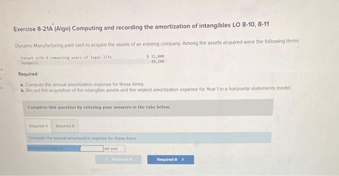 Solved Exercise 8-21A (Algo) Computing and recording the | Chegg.com