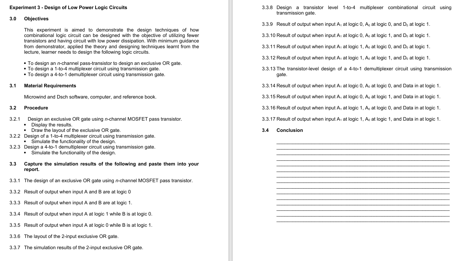 Solved Experiment 3 - ﻿Design of Low Power Logic Circuits3.0 | Chegg.com