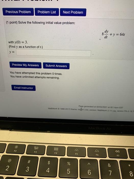 Solved Previous Problem Problem List Next Problem (point) | Chegg.com