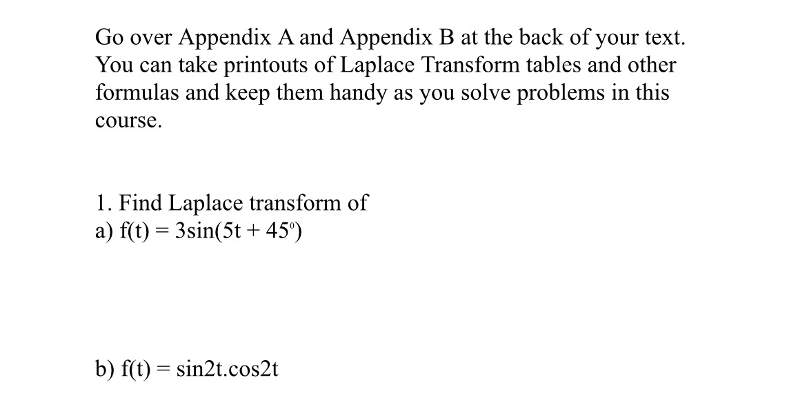 Solved Go over Appendix A and Appendix B at the back of your | Chegg.com