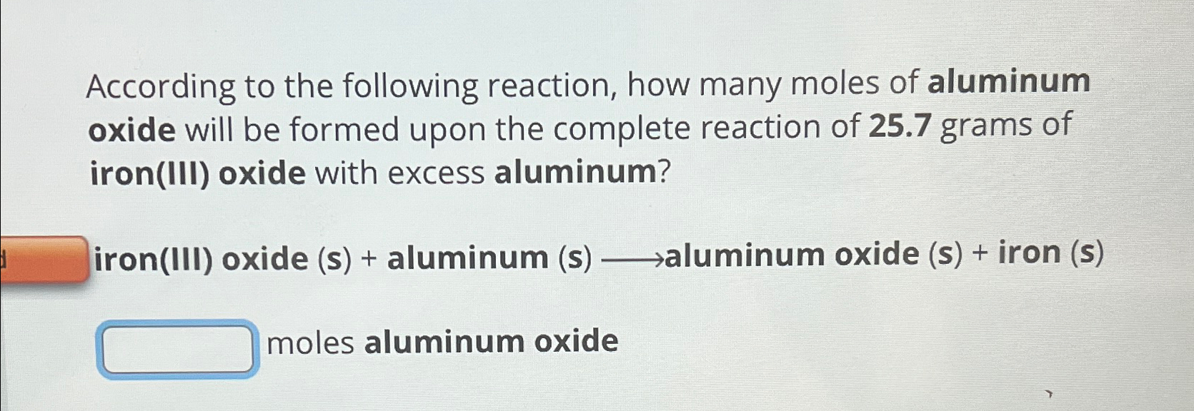 Solved According to the following reaction, how many moles | Chegg.com