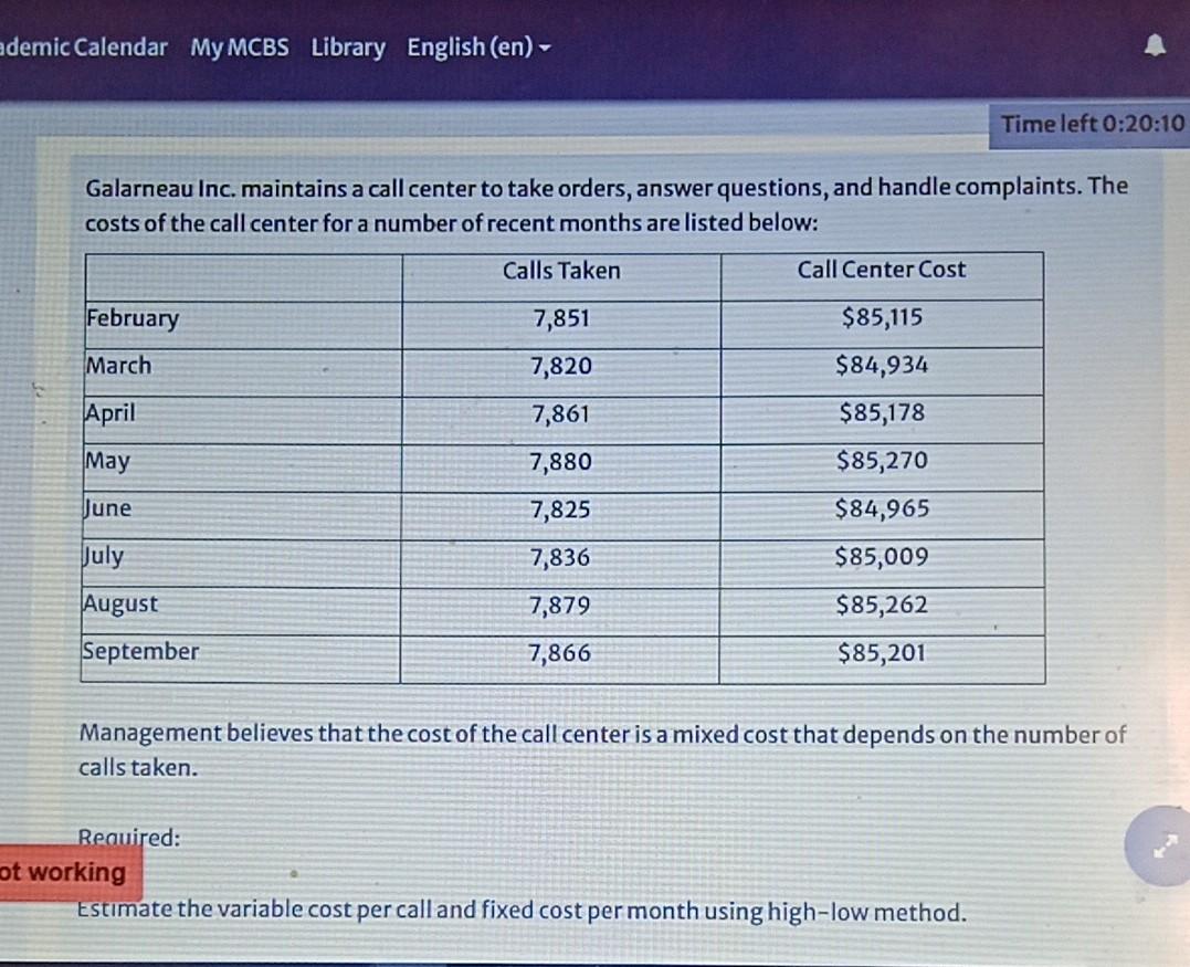 Solved ademic Calendar My MCBS Library English (en) - Time | Chegg.com
