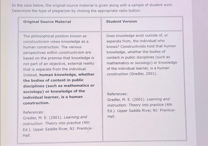 Solved In the case below, the original source material is | Chegg.com