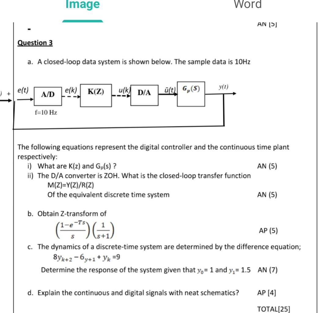 Solved a. A closed-loop data system is shown below. The | Chegg.com