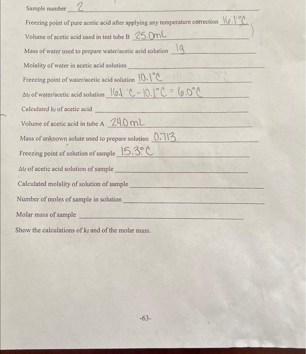 Solved Freezing point of pure acetic acid after applying any | Chegg.com
