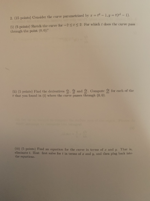 Solved 2. (15 points) Consider the curve parametrized by r = | Chegg.com