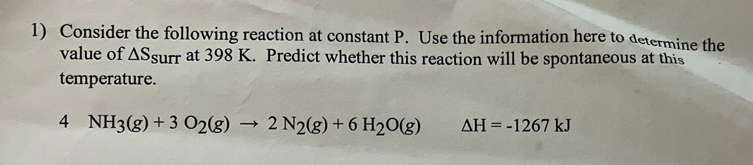 Solved Consider the following reaction at constant P. ﻿Use | Chegg.com