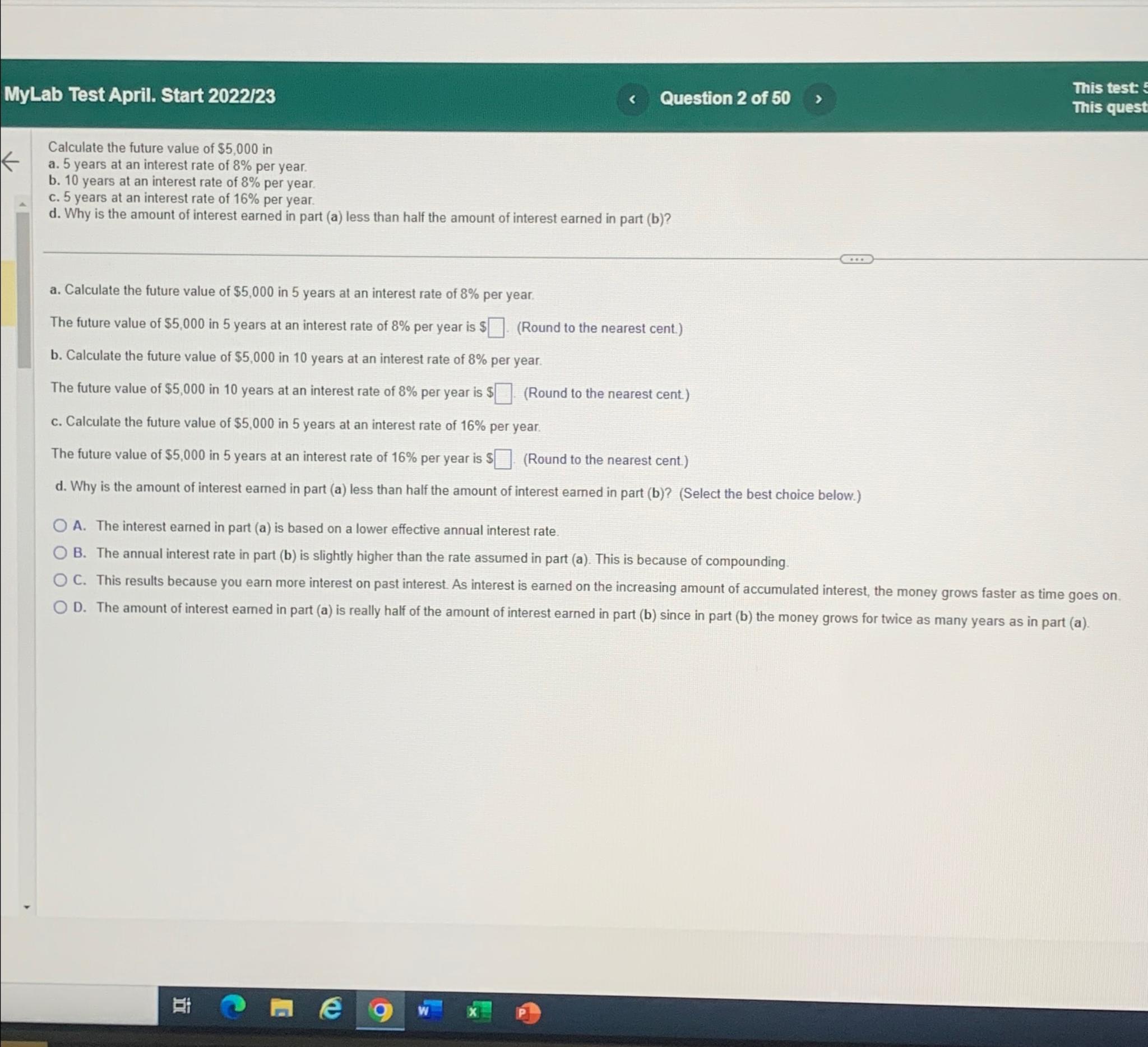 MyLab Test April. Start 2022/23Question 2 ﻿of 50This | Chegg.com