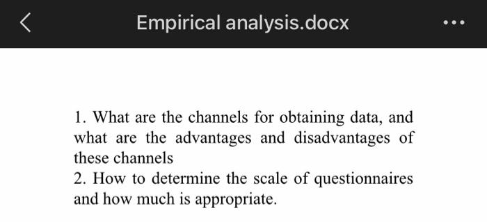 Solved Empirical analysis.docx 1. What are the channels for | Chegg.com