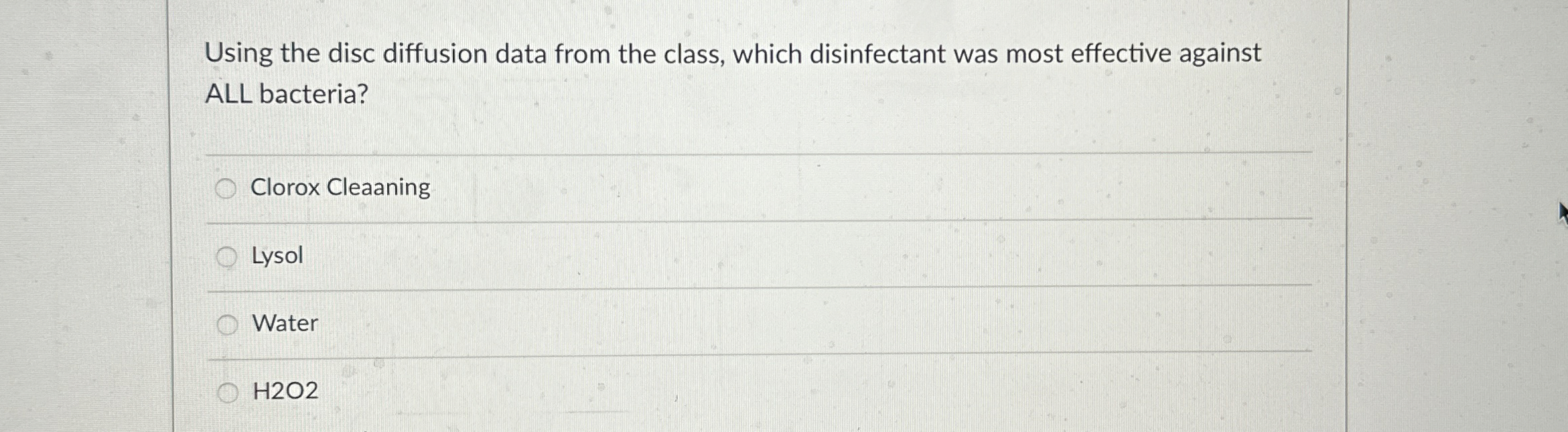 Solved Using the disc diffusion data from the class, which | Chegg.com