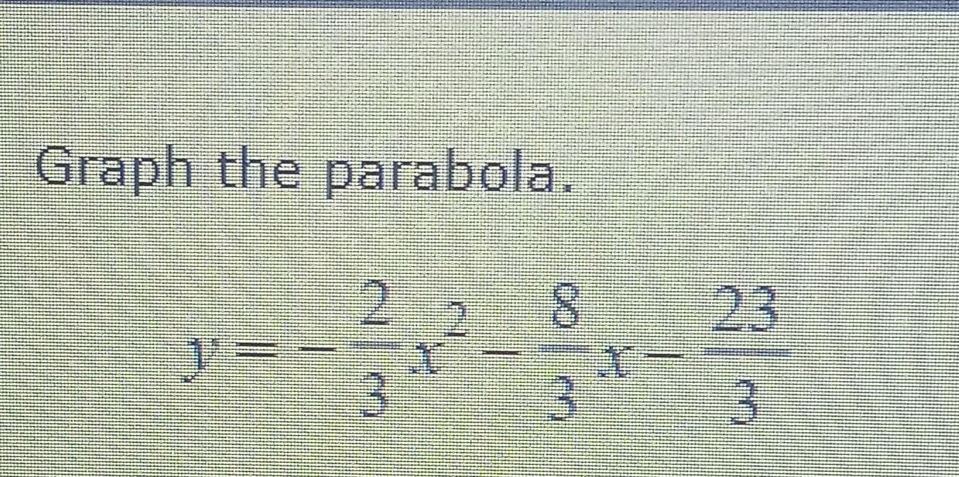 Solved Graph the parabola. y=−32x2−38x−323 | Chegg.com