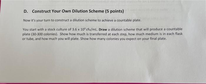 Solved D. Construct Your Own Dilution Scheme (5 points) Now | Chegg.com