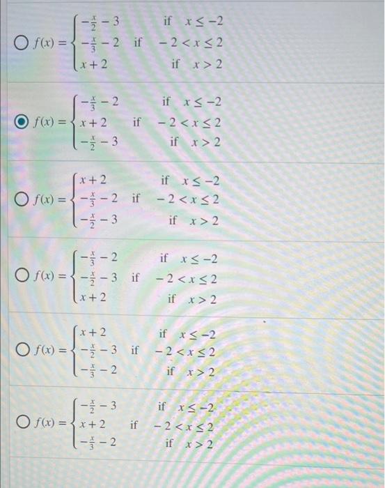 Solved QUESTION 151 POINT Which of the following piecewise | Chegg.com