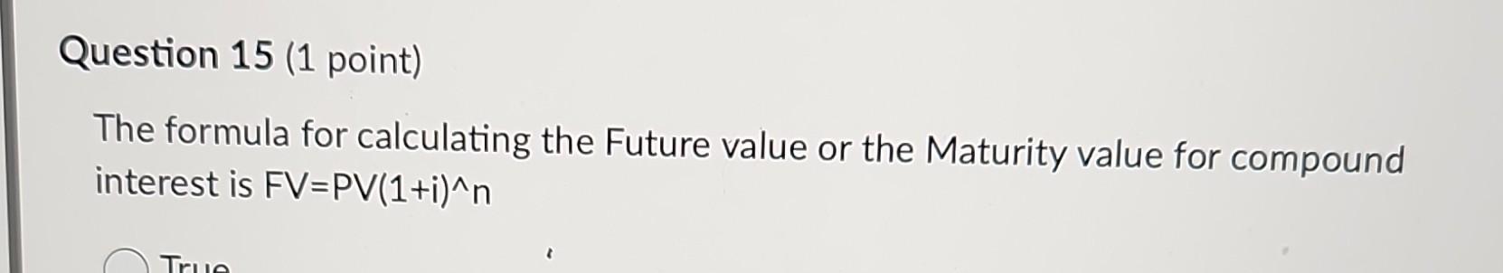 Solved Question 15 (1 point) The formula for calculating the | Chegg.com