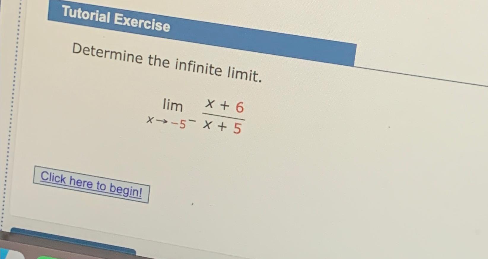 Solved Tutorial ExerciseDetermine the infinite | Chegg.com