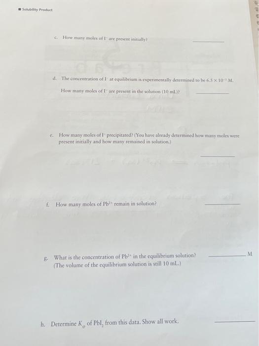 Solved 2. A student mixed 4.00 mL of 0.0120MPb(NO3)2 with | Chegg.com