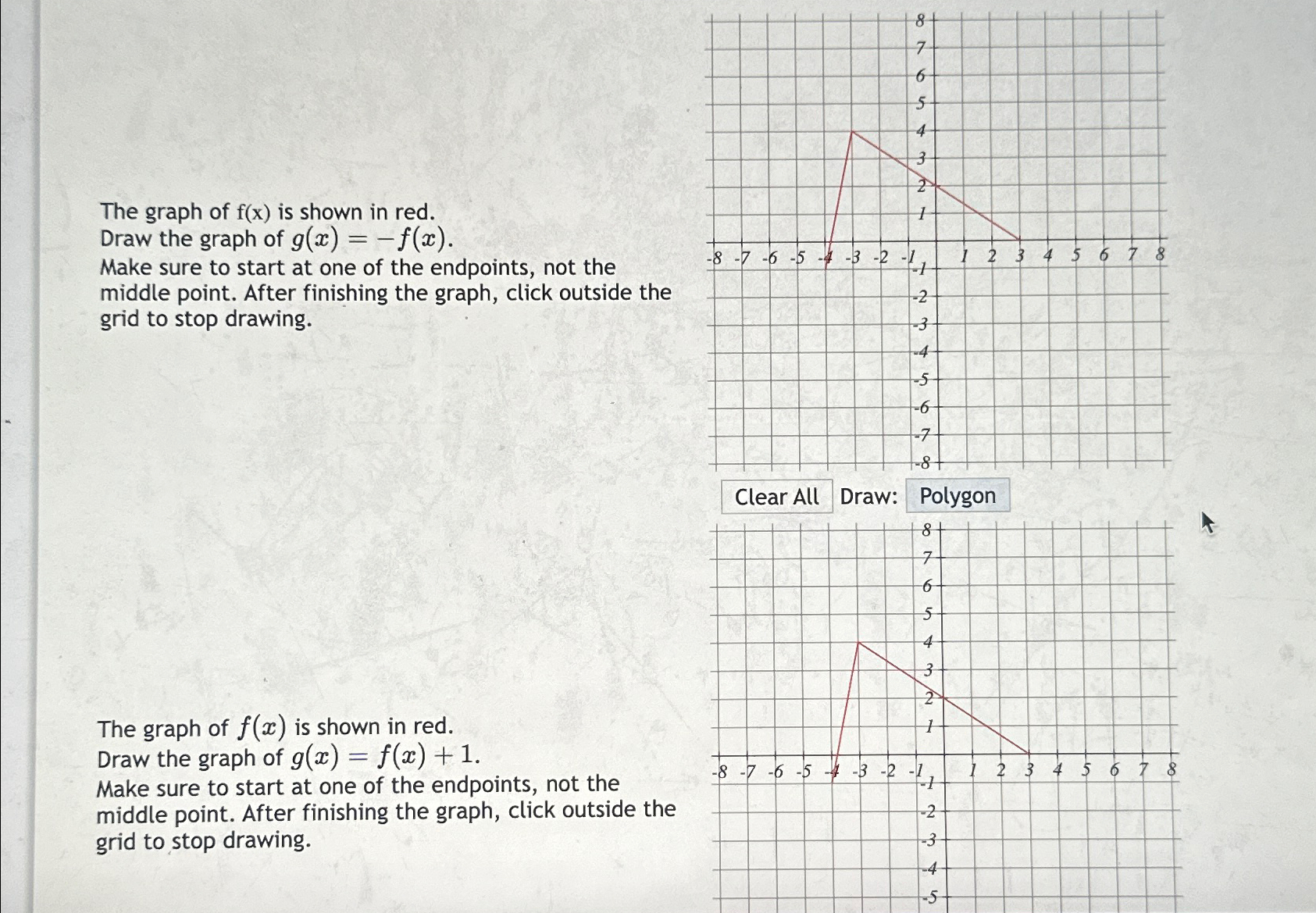 Solved The graph of f(x) ﻿is shown in red.Draw the graph of | Chegg.com