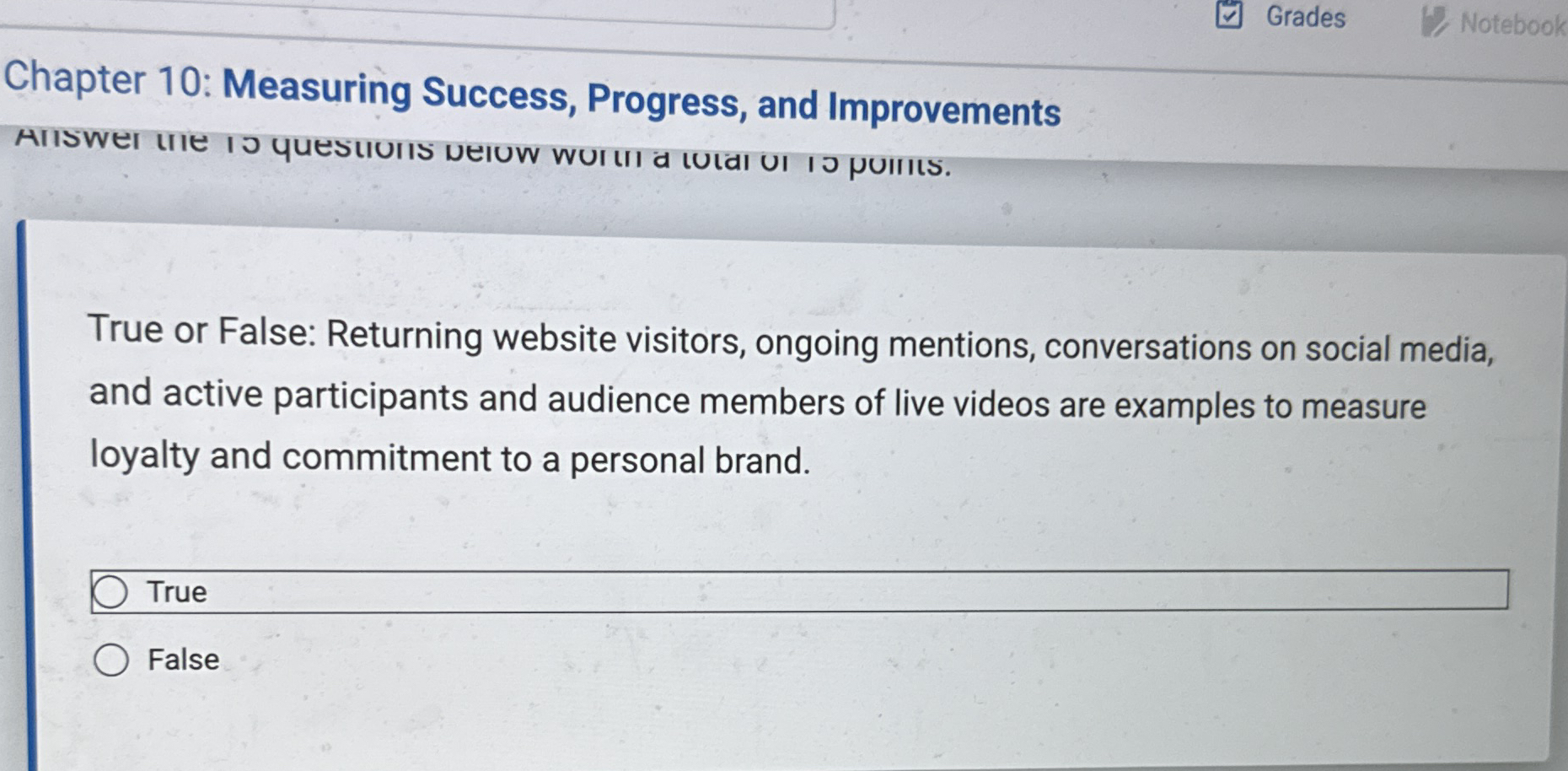 Solved GradesNotebookChapter 10: Measuring Success, | Chegg.com