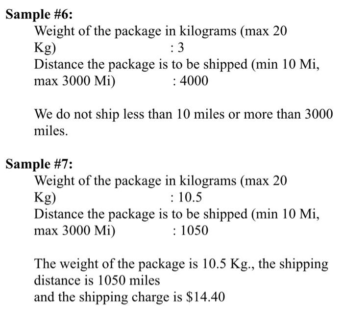 Solved Assignment - Shipping Charges with while loop 10 | Chegg.com