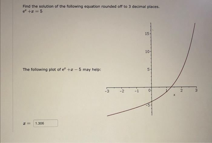 Solved Find the solution of the following equation rounded | Chegg.com