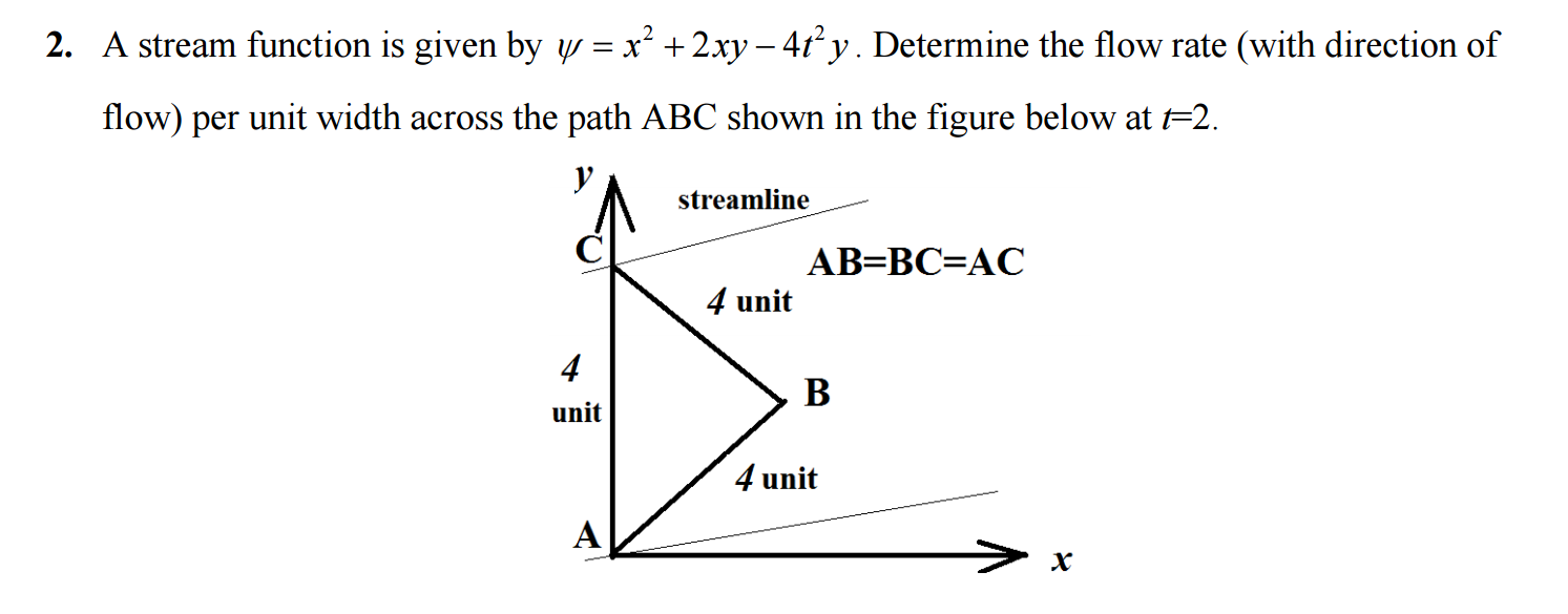 Solved A stream function is given by 2 2 ﻿x 2 4 ﻿xy t | Chegg.com