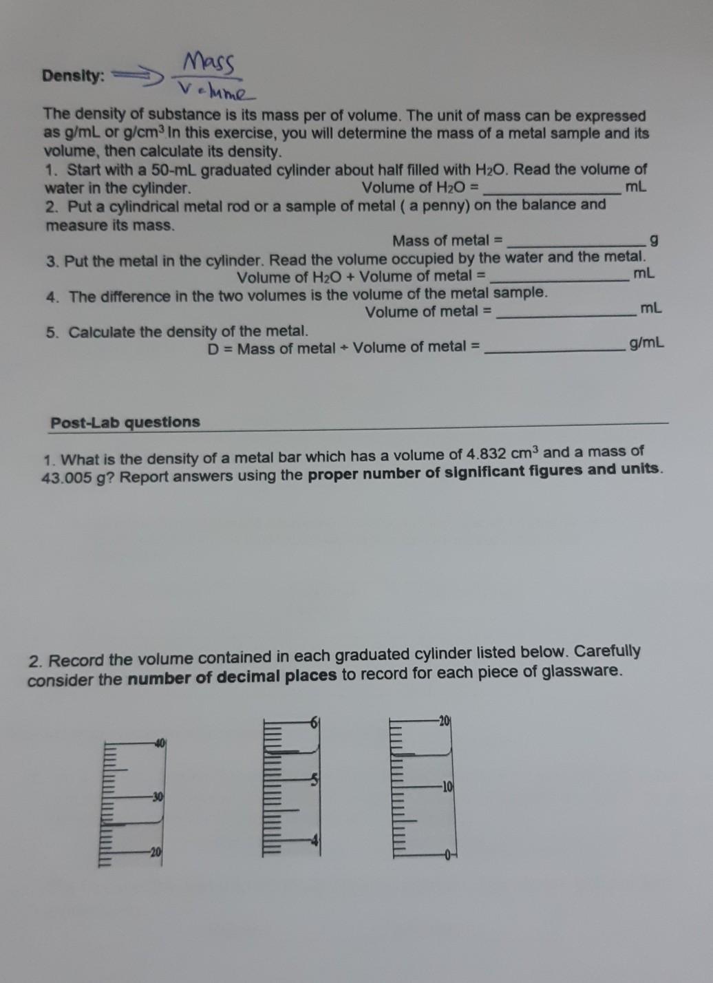 Solved Experiment 2: Measurement Some measurements that are | Chegg.com