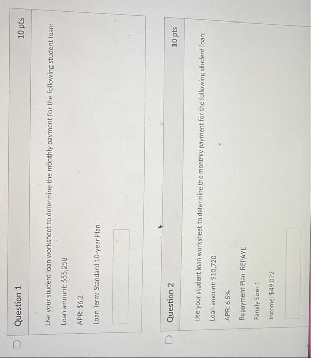Solved Use your student loan worksheet to determine the | Chegg.com