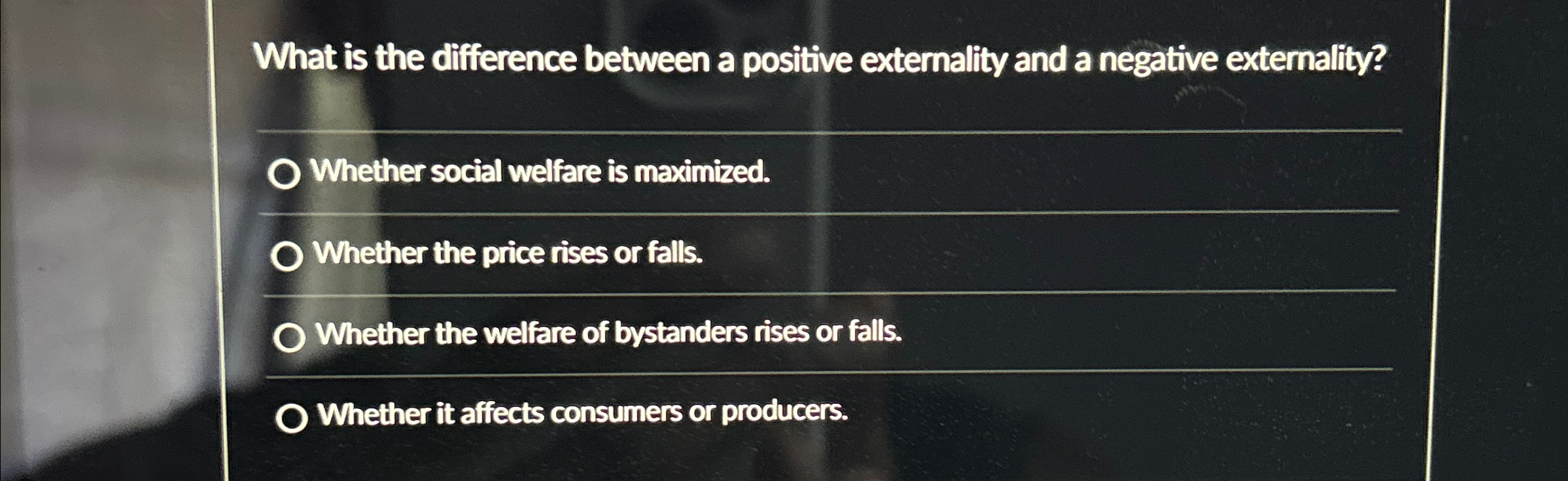 Solved What is the difference between a positive externality | Chegg.com