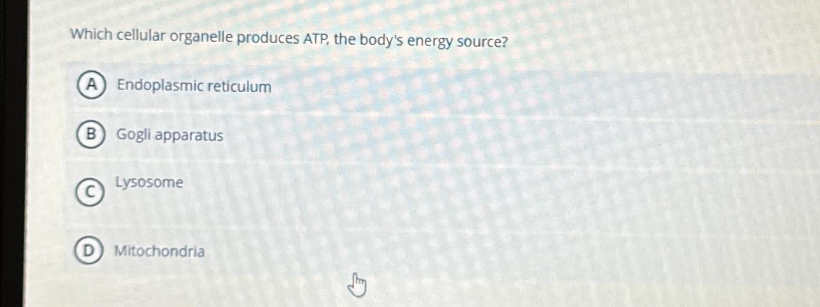 Solved Which cellular organelle produces ATP, the body's | Chegg.com Solved Which cellular organelle produces ATP, the body's | Chegg.com