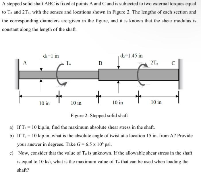 Solved A stepped solid shaft ABC is fixed at points A and C | Chegg.com