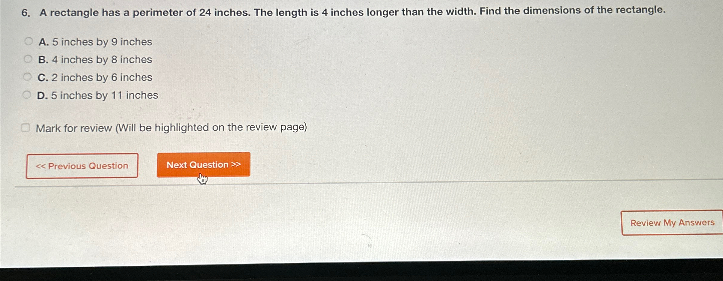 Solved A rectangle has a perimeter of 24 ﻿inches. The length | Chegg.com