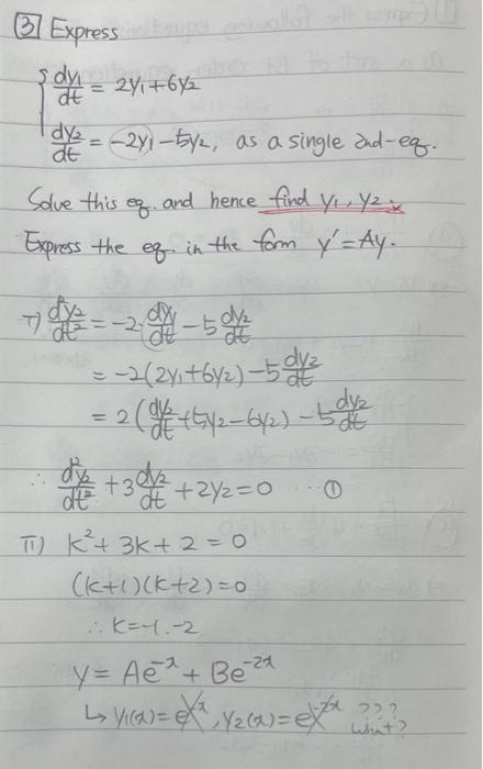 Why does the y1, y2 functions are expressed like the | Chegg.com