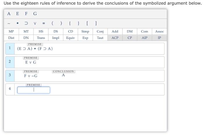 Solved Use the eighteen rules of inference to derive the | Chegg.com