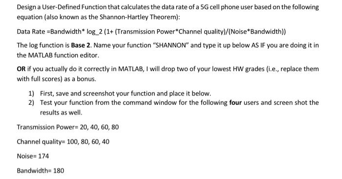 Solved Design A User Defined Function That Calculates The 5753