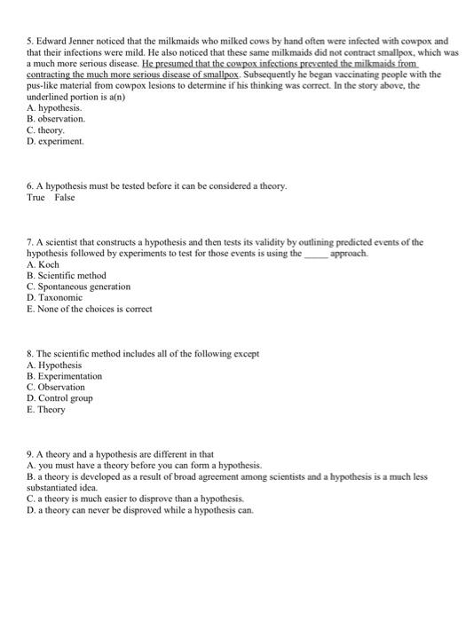 Solved 5. Edward Jenner noticed that the milkmaids who | Chegg.com