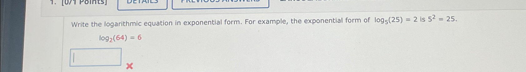 Solved Write the logarithmic equation in exponential form. | Chegg.com