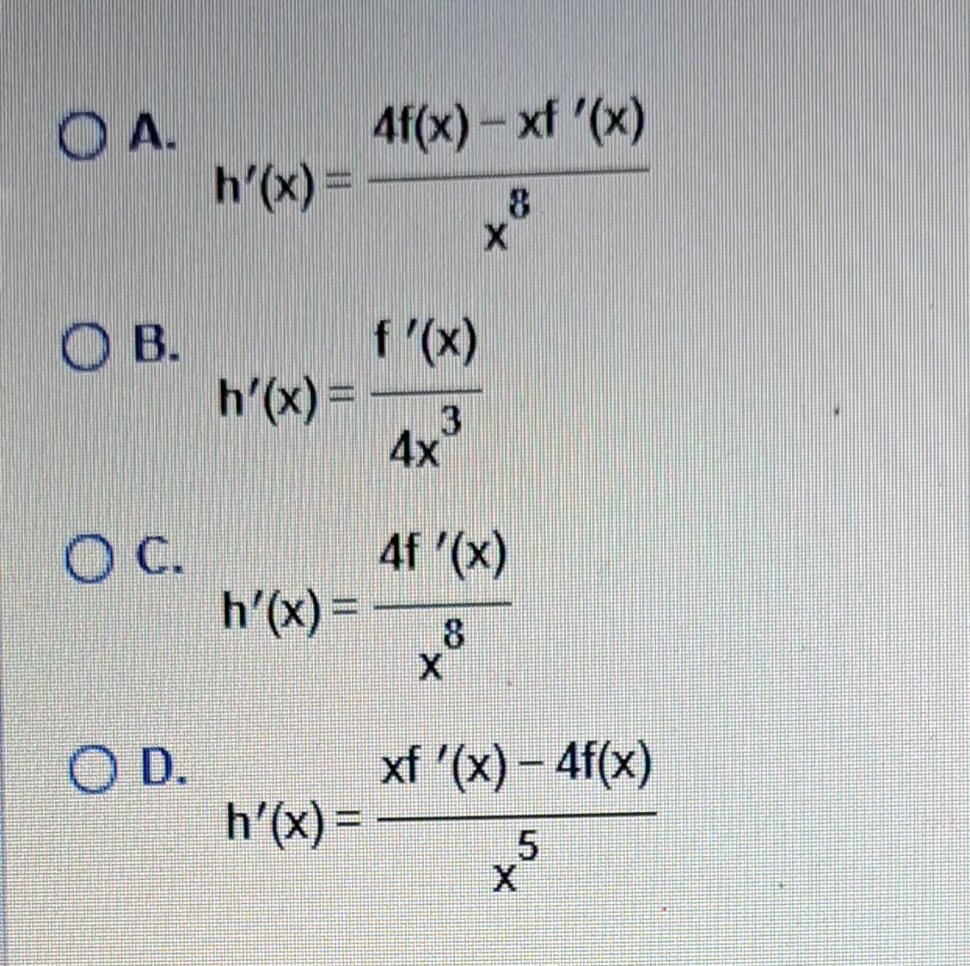 Solved Find h′(x) where f(x) is an unspecified | Chegg.com