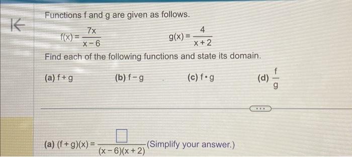 Solved Functions f and g are given as follows. | Chegg.com