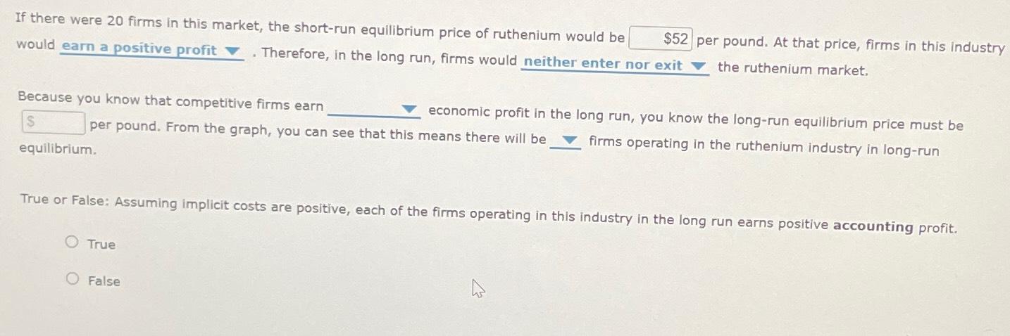 Solved If there were 20 ﻿firms in this market, the short-run | Chegg.com