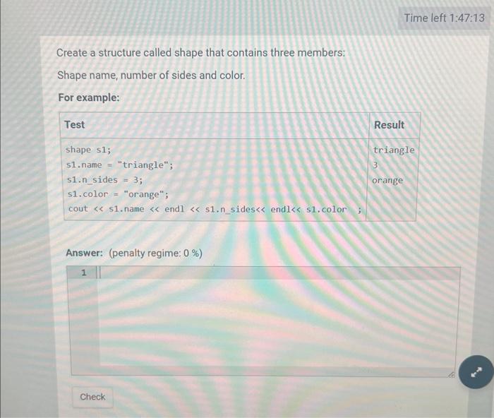 Solved Create a structure called shape that contains three | Chegg.com