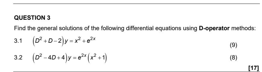 Solved Find the general solution for the following | Chegg.com