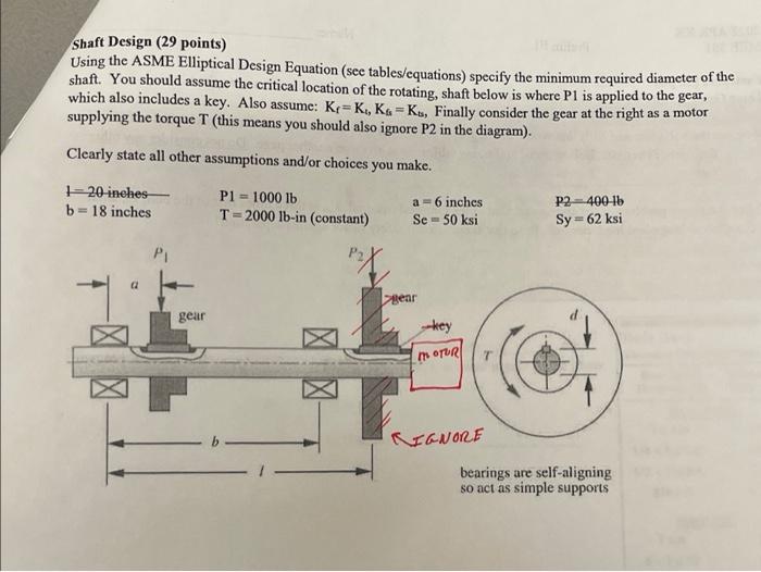 Solved Shaft Design (29 points) Using the ASME Elliptical | Chegg.com