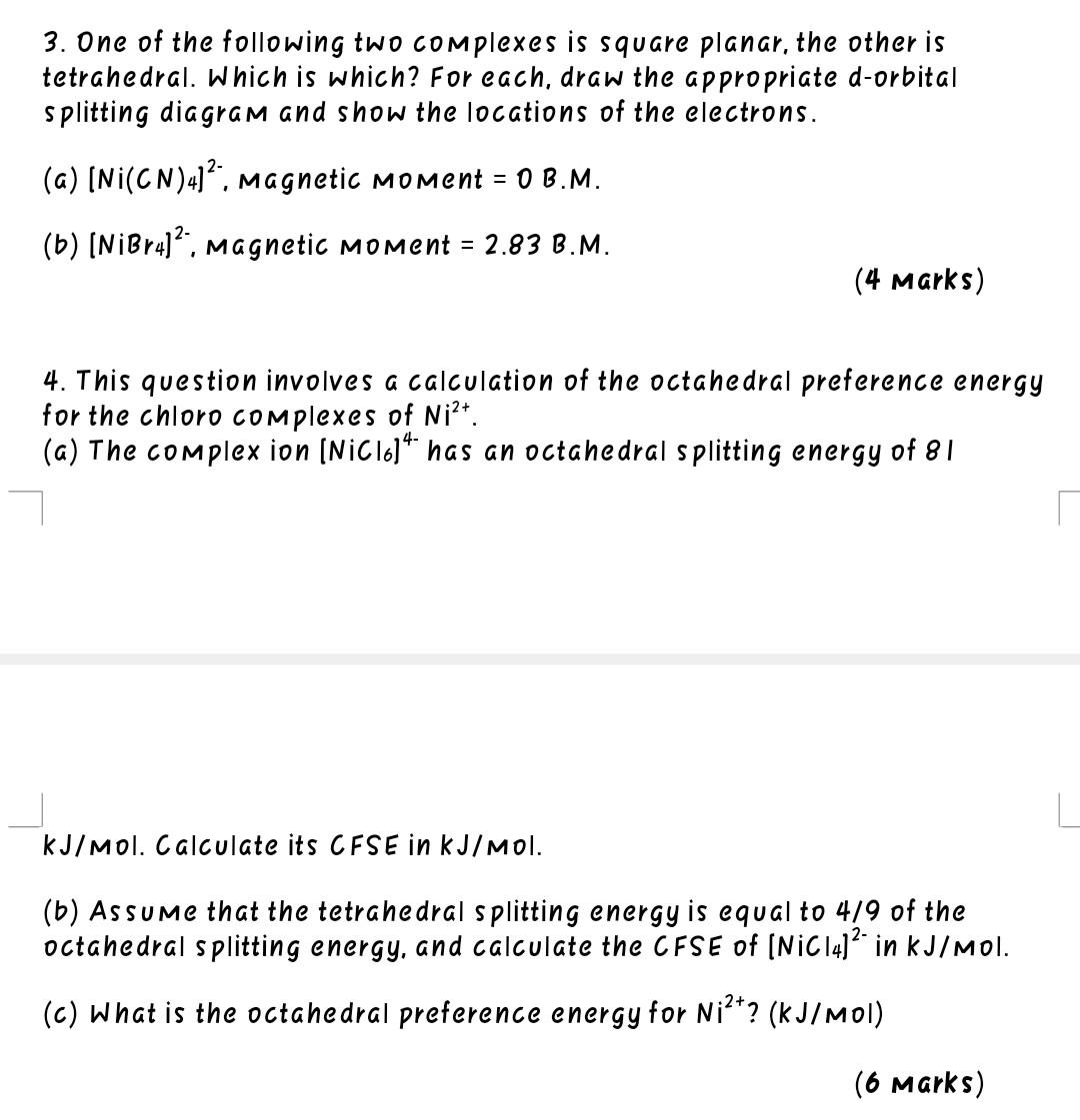 Solved 3. One of the following two complexes is square | Chegg.com