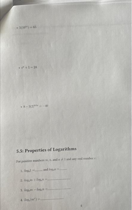 Solved General Exponential and Logarithmic Equations Change | Chegg.com
