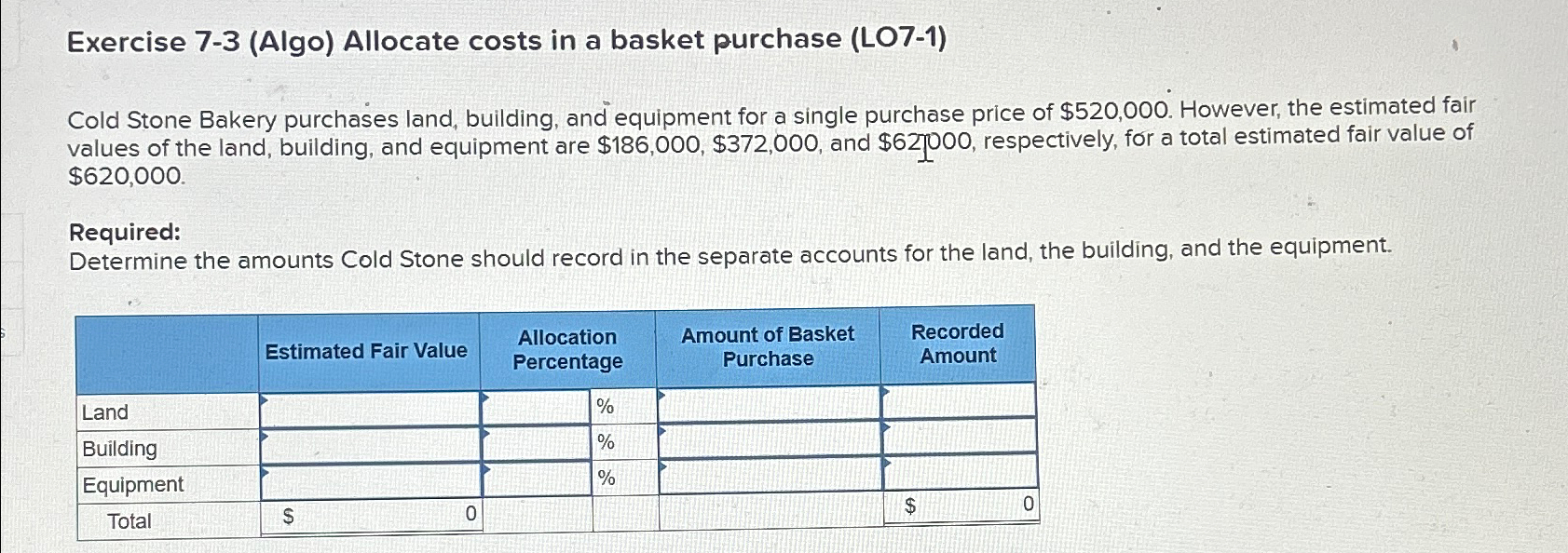 Solved Exercise 7-3 (Algo) ﻿Allocate costs in a basket | Chegg.com