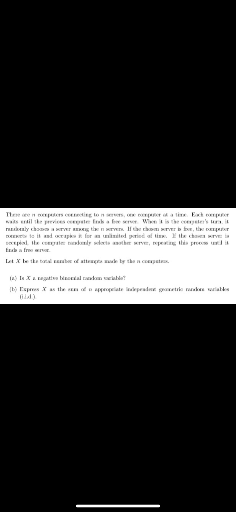 Solved There are n ﻿computers connecting to n ﻿servers, one | Chegg.com