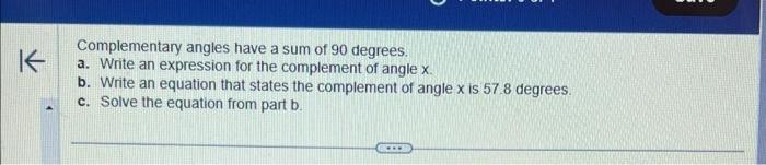 Solved Complementary angles have a sum of 90 degrees. a. | Chegg.com