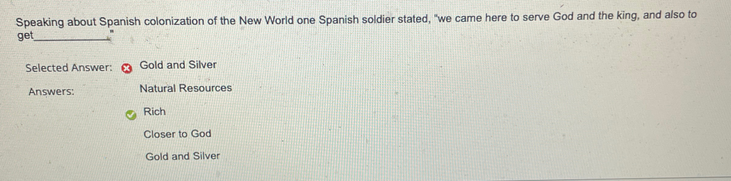 Solved Speaking about Spanish colonization of the New World | Chegg.com